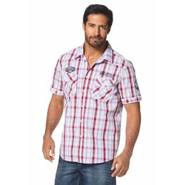 MAN'S WORLD MAN'S WORLD Herren Kurzarmhemd, bunt, Gr. M, kariert, Obermaterial: 100% Baumwolle, Hemden, mit modischen Applikationen