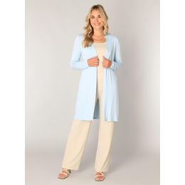 Base Level Damen Longstrickjacke "Yayla Long", blau, Gr. 40, Strick, Obermaterial: 94% Viskose, 6% Elasthan, Strickjacken, ohne Verschluss