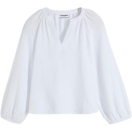 bonprix Damen Shirtbluse "Oversize-Bluse aus Musselin", wei&szlig;, Gr. 36, unifarben, Web, Obermaterial: 100% Baumwolle, Blusen, Oversize-Passform, mit