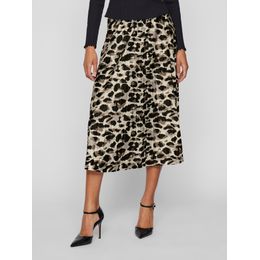 Vila Damen Plisseerock "VINITBAN PRINT SKIRT - NOOS", beige, Gr. S, bedruckt, Web, Obermaterial: 96% Polyester, 4% Elasthan, R&ouml;cke