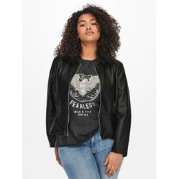 Only CARMAKOMA Damen Lederimitatjacke "CARSARAMY FAUX LEATHER JACKET OTW", schwarz, Gr. 46, unifarben, Web, Obermaterial: 100% Polyester, Jacken,