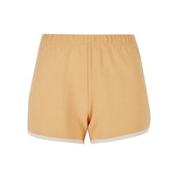Stoffhose Urban Classics "Urban Classics Damen Ladies Organic Interlock Retro Hotpants", Damen, Gr. 4XL, US-Gr&ouml;&szlig;en, paleorange, sandwei&szlig;, 100% Baumwolle, unifarben, slim fit, Hosen Stoffhose