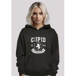F4NT4STIC Damen Kapuzenpullover "Cupid University Valentinstag", schwarz, Gr. S, Obermaterial: 65% Baumwolle, 35% Polyester, Pullover, Premium
