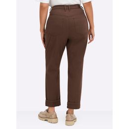 sheego Damen 5-Pocket-Jeans, braun, Gr. 56, unifarben, 98% Baumwolle, 2% Elasthan, Jeans