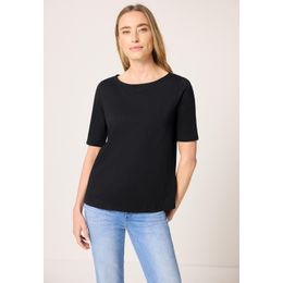 Street One Damen T-Shirt, schwarz, Gr. 36, unifarben, Web, 100% Baumwolle, Shirts, aus reiner Baumwolle