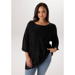 ANISTON PLUS Damen Strickpullover, schwarz, Gr. 48, unifarben, Feinstrick, Obermaterial: 50% Polyacryl, 50% Viskose, Pullover