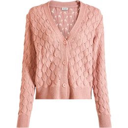 bonprix Damen Ajourstrickjacke "Ajour-Strickjacke", rosa, Gr. 44, unifarben, Obermaterial: 100% Polyacryl, Strickjacken, lockere Passform, luftiges