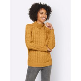 Damen Rollkragenpullover "Rollkragen-Pullover", gelb, Gr. 50, Linea Tesini BY HEINE, unifarben, 60% Viskose, 40% Baumwolle, Pullover