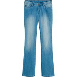 bonprix Damen Bootcut-Jeans "Bootcut-Jeans Mid Waist, Stretch", blau, Gr. 48, Obermaterial: 82% Baumwolle, 17% Polyester, 1% Elasthan, Jeans, Slim