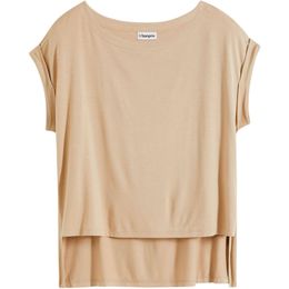 bonprix Damen Oversize-Shirt "Oversize-Shirt aus flie&szlig;ender Viskose", beige, Gr. 32, Obermaterial: 95% Viskose, 5% Elasthan, Shirts, oversize