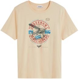 bonprix Herren T-Shirt "T-Shirt aus reiner Baumwolle", beige, Gr. 56, bedruckt, unifarben, Single Jersey, Obermaterial: 100% Baumwolle, Shirts,