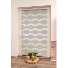 Doppelrollo K-home, B:120cm H:150cm, grau, Polyester, Rollos, "Welle", im Festma&szlig;