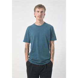 Cleptomanicx Herren T-Shirt "Ligull Regular", blau, Gr. S, bestickt, 100% Baumwolle, Shirts, mit kleiner Logo-Stickerei