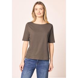 Street One Damen T-Shirt, braun, Gr. 34, unifarben, Web, 100% Baumwolle, Shirts, aus reiner Baumwolle