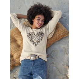 Heine Damen Rundhalspullover "Pullover", beige, Gr. 34, bedruckt, gemustert, 70% Viskose, 30% Polyamid, Pullover
