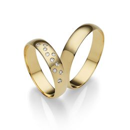 Firetti Damen Trauring "Schmuck Geschenk Gold 375 Hochzeit Ehering "LIEBE"", 72, 0,08 SI = kleine Einschl&uuml;sse mit Brillanten, Gelbgold 585, 4,5mm,