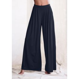 Lascana Damen Schlupfhose "Extra Weit", Gr. 40, blau, Single Jersey, Obermaterial: 93% Polyester, 7% Elasthan, unifarben, Hosen, mit extraweit