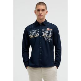 CAMP DAVID Herren Langarmhemdblau, Gr. 4XL, bedruckt, bestickt, Web, Material: 100% Baumwolle, Hemden, mit Kentkragen