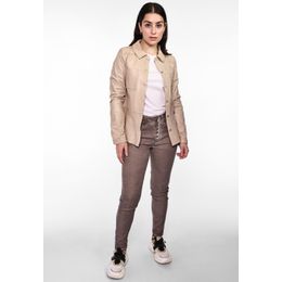 Maze Damen Lederjacke "42020134", beige, Gr. XS, Obermaterial: 100% Lammnappaleder; Innenfutter: 100% Polyester; &Auml;rmelfutter: 100% Polyester, Jacken