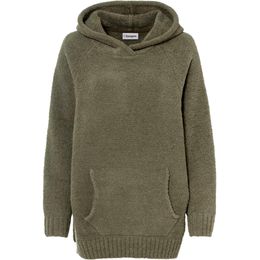 bonprix Damen Strickpullover, gr&uuml;n, Gr. 36, Obermaterial: 100% Polyester, Pullover, aus Polyester, mit Kapuze, mit Teddy-Fleece, Oversize Passform