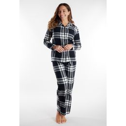 Tom Tailor Damen Schlafanzug "Xanthi", Gr. 40, grau, Flanell, Obermaterial: 100% Baumwolle, kariert, Homewear-Sets, mit langen &Auml;rmeln, kariert, Kn&ouml;pfe