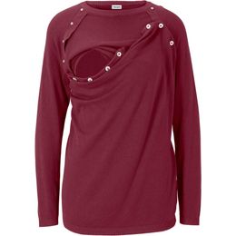 bonprix Damen Stillpullover "2-in-1 Umstands- und Stillpullover aus Feinstrick", rot, Gr. 48, Obermaterial: 80% Viskose, 20% Polyamid, Pullover, aus