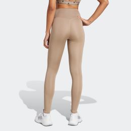 Damen Trainingstights "OPT ESS ST 1/1"chalky braun, normal, gr., Gr. S, adidas Performance, Obermaterial: 85% Polyester, 15% Elasthan, Hosen, f&uuml;r