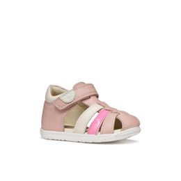Lauflernschuh Geox "B SANDAL MACCHIA GIR", Baby, Gr. 21, rosa, Leder, Lederimitat, kontrastfarbene Details, Schuhe Lauflernschuh, Babyschuh mit Klettverschluss, Gr&ouml;&szlig;enschablone zum Download