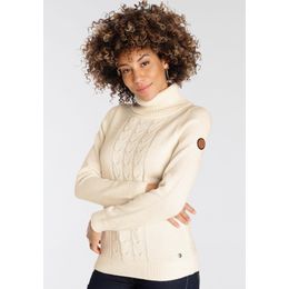 Kangaroos Damen Rollkragenpullover, beige, Gr. 32, Zopfmuster, meliert, Strick, Obermaterial: 60% Baumwolle, 40% Polyacryl, Pullover, mit tollem