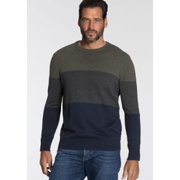 MAN'S WORLD MAN'S WORLD Herren Rundhalspullover "Bis Gr&ouml;&szlig;e 5 XL", bunt, Gr. XL, Strick, Obermaterial: 50% Baumwolle, 50% Polyacryl, Pullover, mit Blockstreifen
