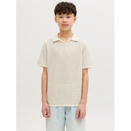 Jack & Jones Kinder Polokragenpullover "JORNANTUCKET SPLIT NECK POLO JNR"sea salt, Gr. 128, JACK & JONES JUNIOR, unifarben, Strick, Obermaterial: 100% Baumwolle,