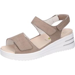 Waldl&auml;ufer WALDL&Auml;UFER Damen Keilsandalette "H-DINA", Gr. 7, beige, Nubukleder, Schuhe, Sommerschuh, Sandale, Keilabsatz, in Komfortweite H (= sehr weit)
