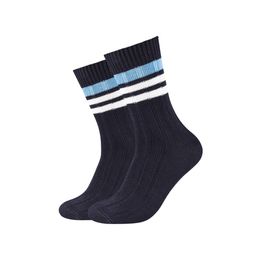 Camano Damen Socken "Socken 2er Pack", Gr. 43, blau, 85% Viskose, 13% Polyamid, 2% Elasthan, gestreift, Socken