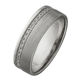 Jobo Damen Fingerring, 52, Silber 925 (Sterlingsilber), silber, Silber 925 (Sterlingsilber), Fingerringe, 925 Silber matt mit Zirkonia rundum