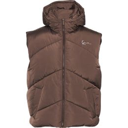 Steppweste Karl Kani "Karl Kani Unisex KM234-027-1 KK Chest Signature Puffer Vest", Herren, Gr. XXS, braun, 100% Polyester, Westen Steppweste