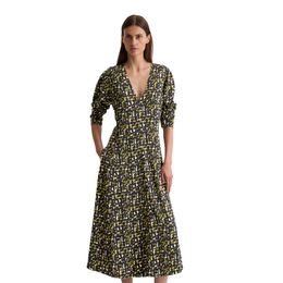 Marc O'Polo MARC O'POLO Damen Druckkleid "aus Viskose-Stretch-Satin"medium gr&uuml;n, Gr. 32, bedruckt, Obermaterial: 99% Viskose, 1% Elasthan, Kleider