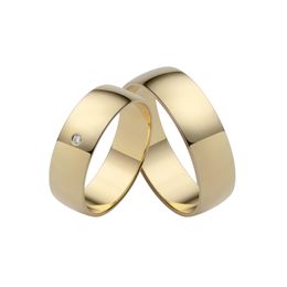 Firetti Damen Trauring "Schmuck Geschenk Gold Hochzeit Ehering Trauring "LIEBE"", 17, 0,01 SI = kleine Einschl&uuml;sse mit Brillant, Gelbgold 585, 6mm,
