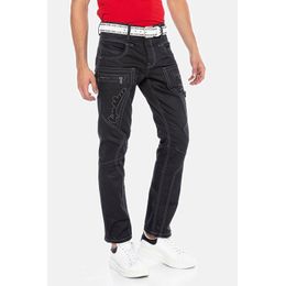 Cipo & Baxx CIPO & BAXX Herren Regular-fit-Jeans "Jeans", schwarz, Gr. 38, unifarben, 87% Baumwolle, 11% Polyester, 2% Elasthan, Jeans, in Regular-Fit, CD-193