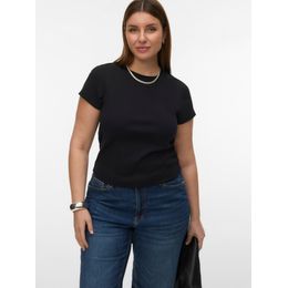 Vero Moda CURVE Damen T-Shirt "VMCHLOE SS SHORT TOP GA JRS NOOS CUR"schwarz, Gr. L, unifarben, Jersey, Obermaterial: 95% Baumwolle, 5% Elasthan,