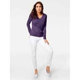Damen Strickpullover "V-Pullover", lila, Gr. 50, Rick Cardona BY HEINE, unifarben, 100% Baumwolle, Pullover