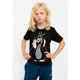 logoshirt M&auml;dchen T-Shirt "Der kleine Maulwurf", schwarz, Gr. 104, bedruckt, 100% Baumwolle, Shirts, mit lizenziertem Print