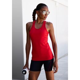 active by Lascana LASCANA ACTIVE Damen Sporttop, rot, Gr. XS, unifarben, Trikot, Obermaterial: 85% Polyester, 15% Elasthan, Tops, mit Racerback und Logo-Badge