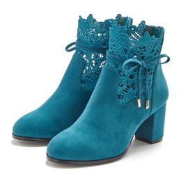Lascana High-Heel-Stiefelette mit modischer Spitze und bequemen Blockabsatz, Ankle Boot, Stiefel
