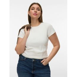 T-Shirt Vero Moda CURVE "VMCHLOE SS SHORT TOP GA JRS NOOS CUR", Damen, Gr. L, snow wei&szlig;, Jersey, Obermaterial: 95% Baumwolle, 5% Elasthan, unifarben, normal, Rundhals, Shirts T-Shirt, Baumwollmischung