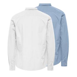 Only & Sons ONLY & SONS Herren Langarmhemd "ONSFLORIA LIFE LS POPLIN SHIRT 2-PKT OTL", bunt, Gr. XXL, unifarben, Web, Obermaterial: 65% Polyester, 35% Baumwolle,