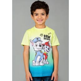 PAW PATROL Jungen Kurzarmshirt "PAW PATROL", bunt, Basic, Gr. 116, Jersey, Obermaterial: 100% Baumwolle, Shirts, mit gro&szlig;em Frontmotiv