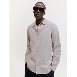 Jack & Jones JACK & JONES Herren Langarmhemd "JJESUMMER LINEN BLEND SHIRT L/S SN", beige, Gr. S, unifarben, Web, Obermaterial: 70% Baumwolle, 30% Leinen, Hemden,