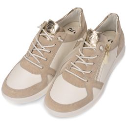 Ara Damen Slip-On Sneaker "ROMA", Gr. 7,5wei&szlig;, hellbeige, Textil, Veloursleder, kontrastfarbene Details, Schuhe, Freizeitschuh, Halbschuh,