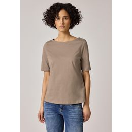 Street One Damen T-Shirtlight terra mocha, Gr. 36, unifarben, Web, 100% Baumwolle, Shirts, aus reiner Baumwolle