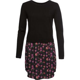 bonprix Damen 2-in-1-Pullover "Feinstrickpullover mit Rockansatz", schwarz, Gr. 40, gebl&uuml;mt, unifarben mit Farbeinsatz, Feinstrick;Web, Obermaterial: